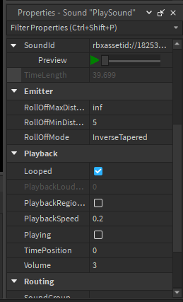 Sound instantly cutting off even though its set at InversedTapered - Scripting Support ...