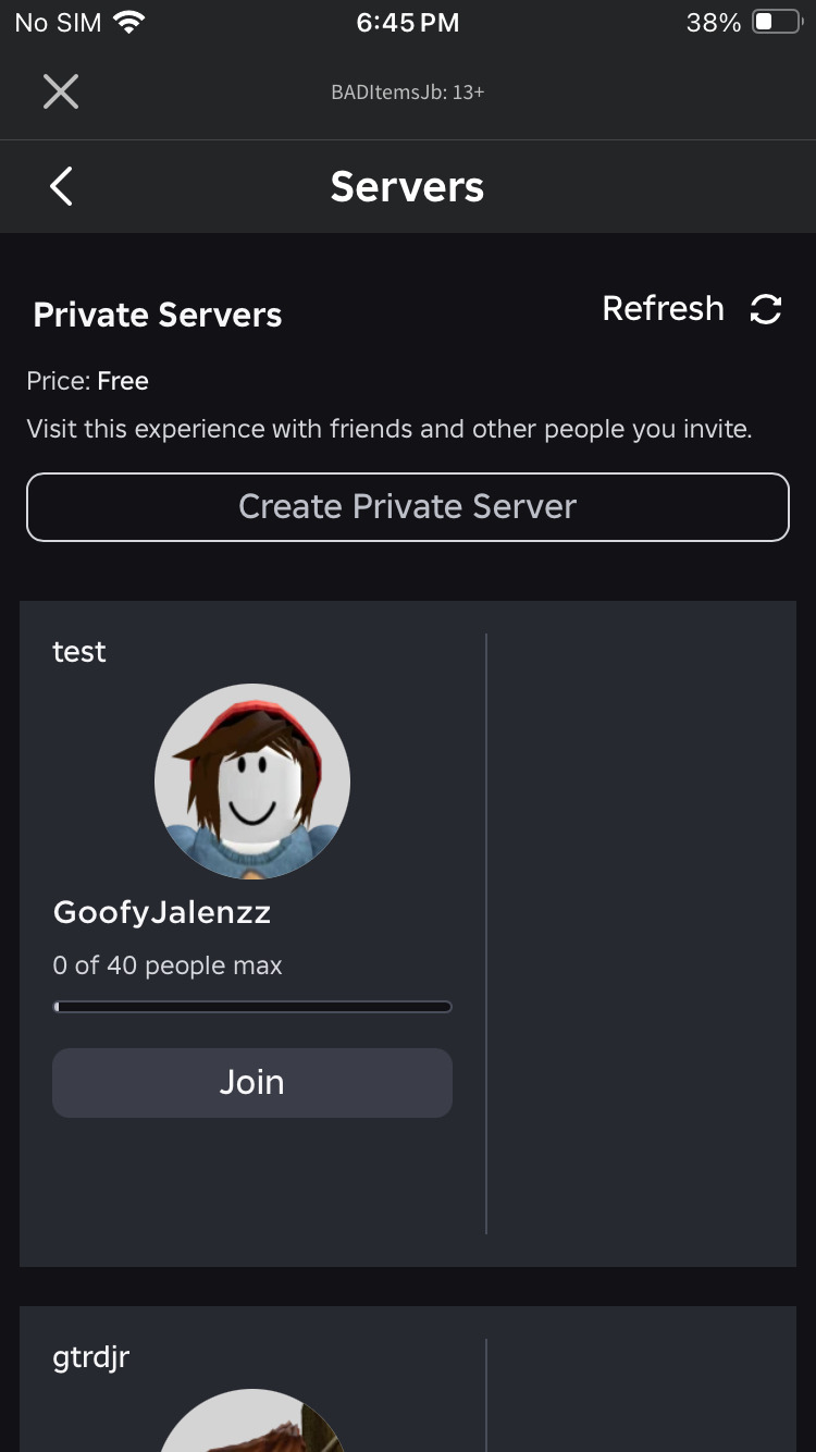 Cannot remove private servers players have invited you to - Roblox Application and Website Bugs ...