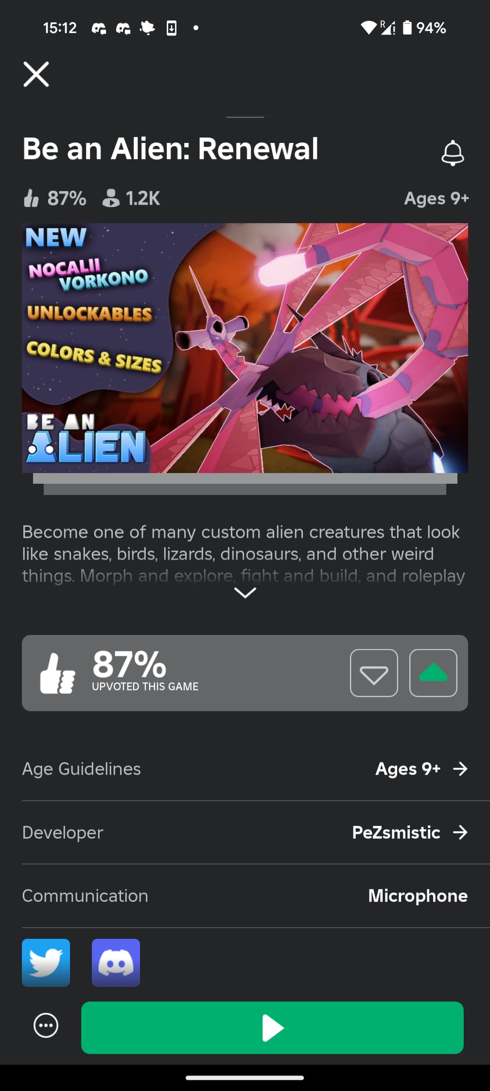 Game details page shows None for Communication, which is confusing ...