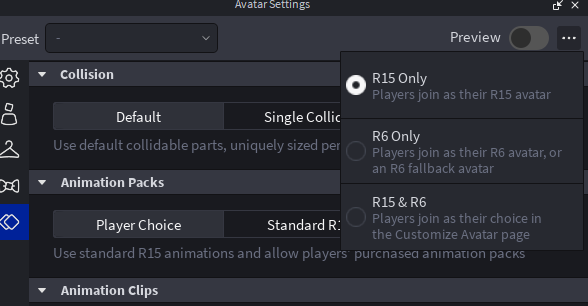 Game loading R15 rig when Avatar settings are on Standard R6 - Studio ...