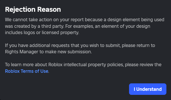 Roblox isn't accepting my DMCAs - Platform Usage Support - Developer ...