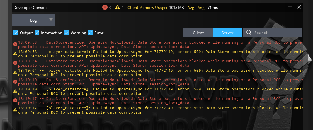 Error preventing player data from loading in game: "Data Store ...