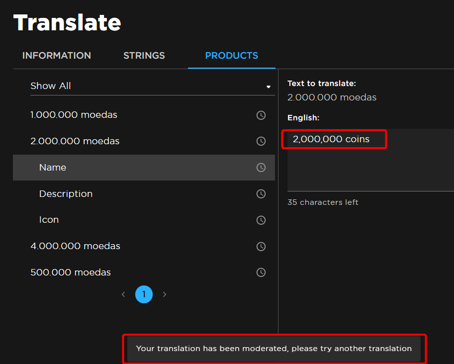 Unable to change game title translations for few languages, After successful appeal the ...