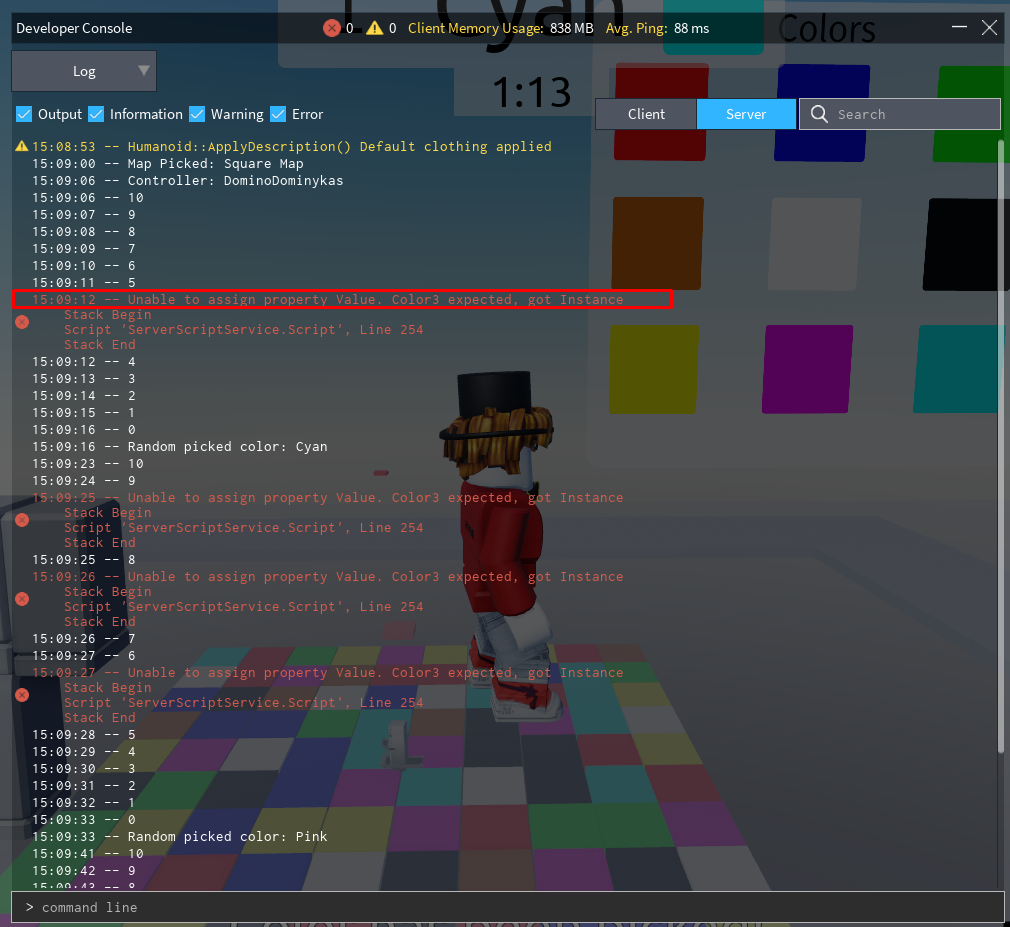 Color3Value expects a color3 value but thinks it got an instance - Scripting Support - Developer ...