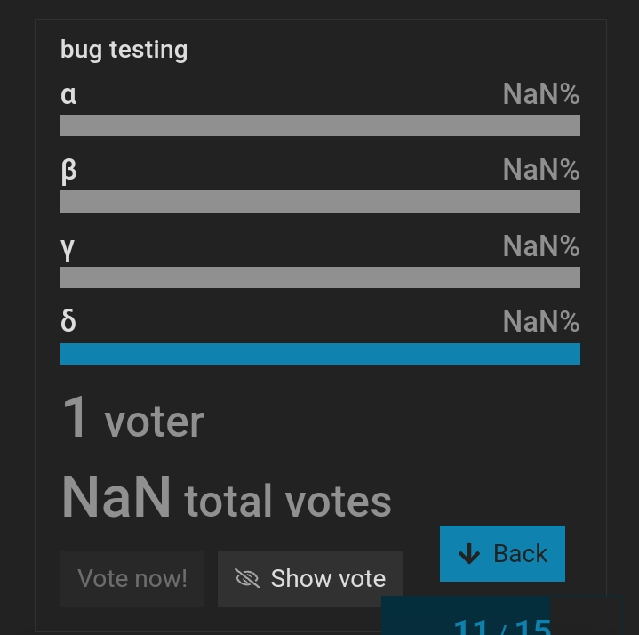 Poll Glitched to NaN% - Forum Bugs - Developer Forum | Roblox