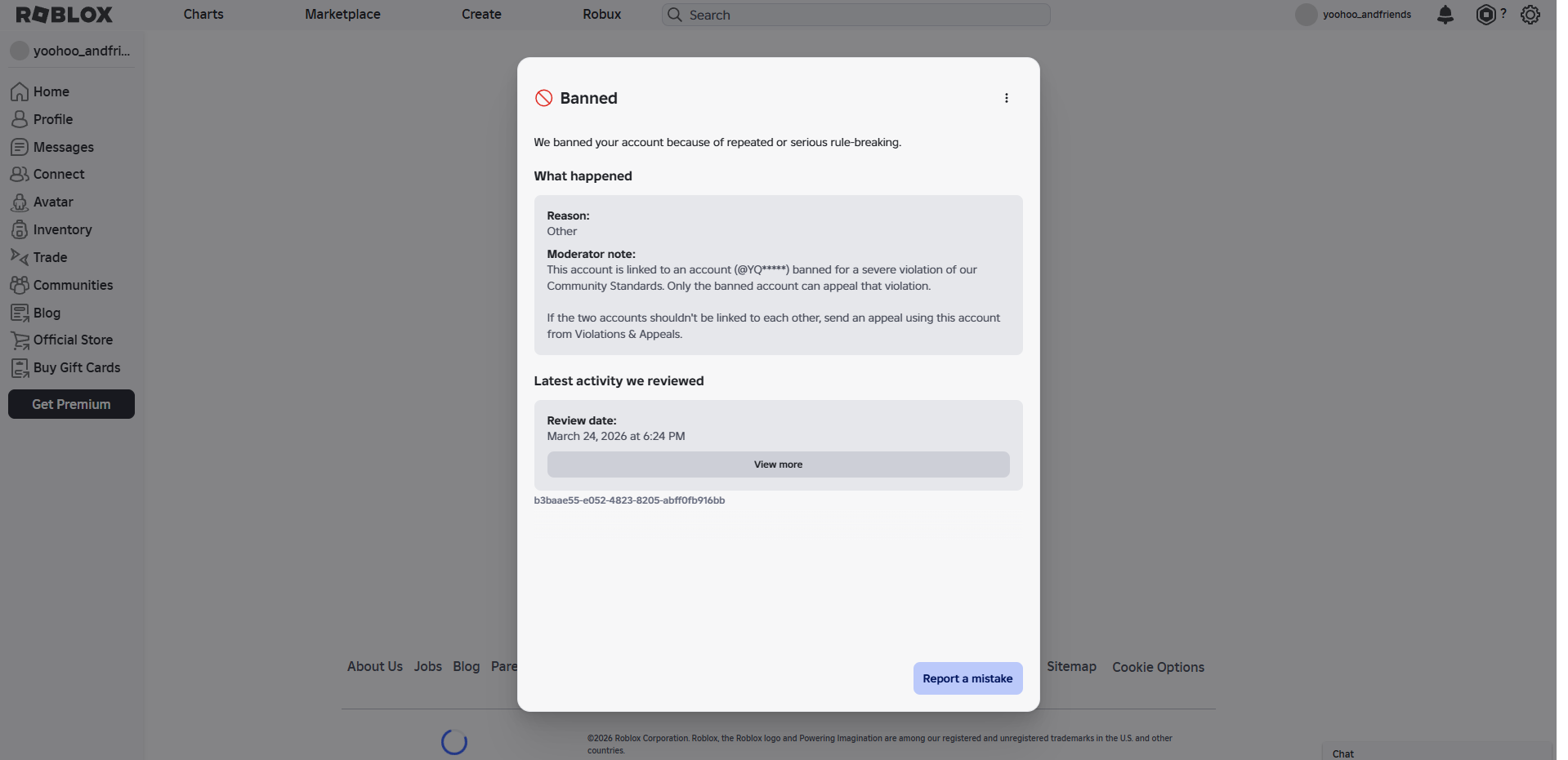 Multiple roblox accounts terminated due to enforcement ban - Platform ...