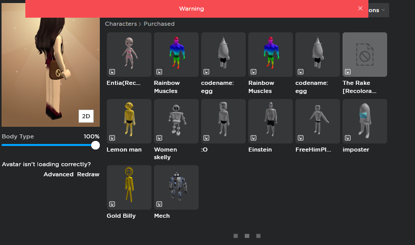 Avatar items refuse to load past a certain point, even bringing up a ...