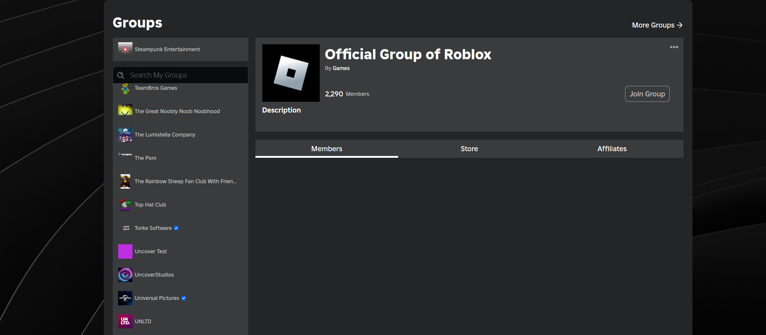 Group Page Not Displaying Member and Experience Information - Roblox Application and Website ...