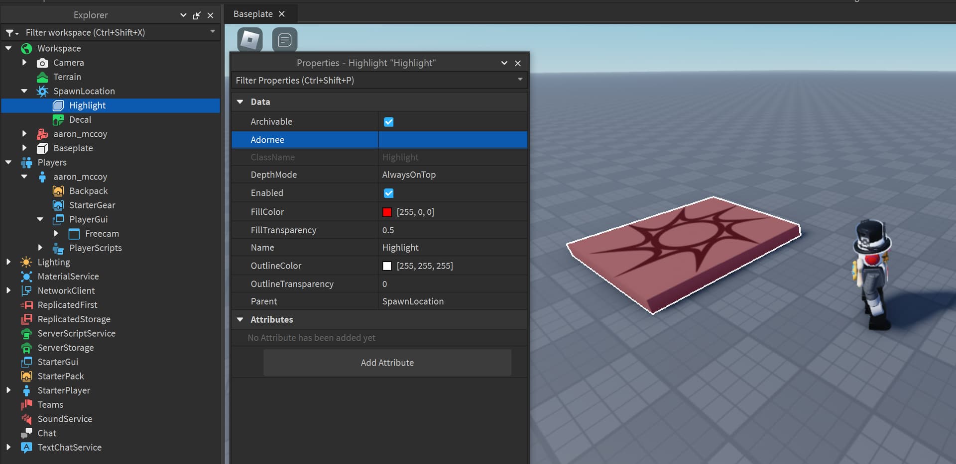 Highlight Adornee no longer works in Studio - (June 14 2023) - Engine ...