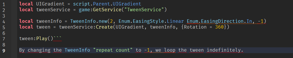 Rotating Gradient Not Looping - Scripting Support - Developer Forum | Roblox
