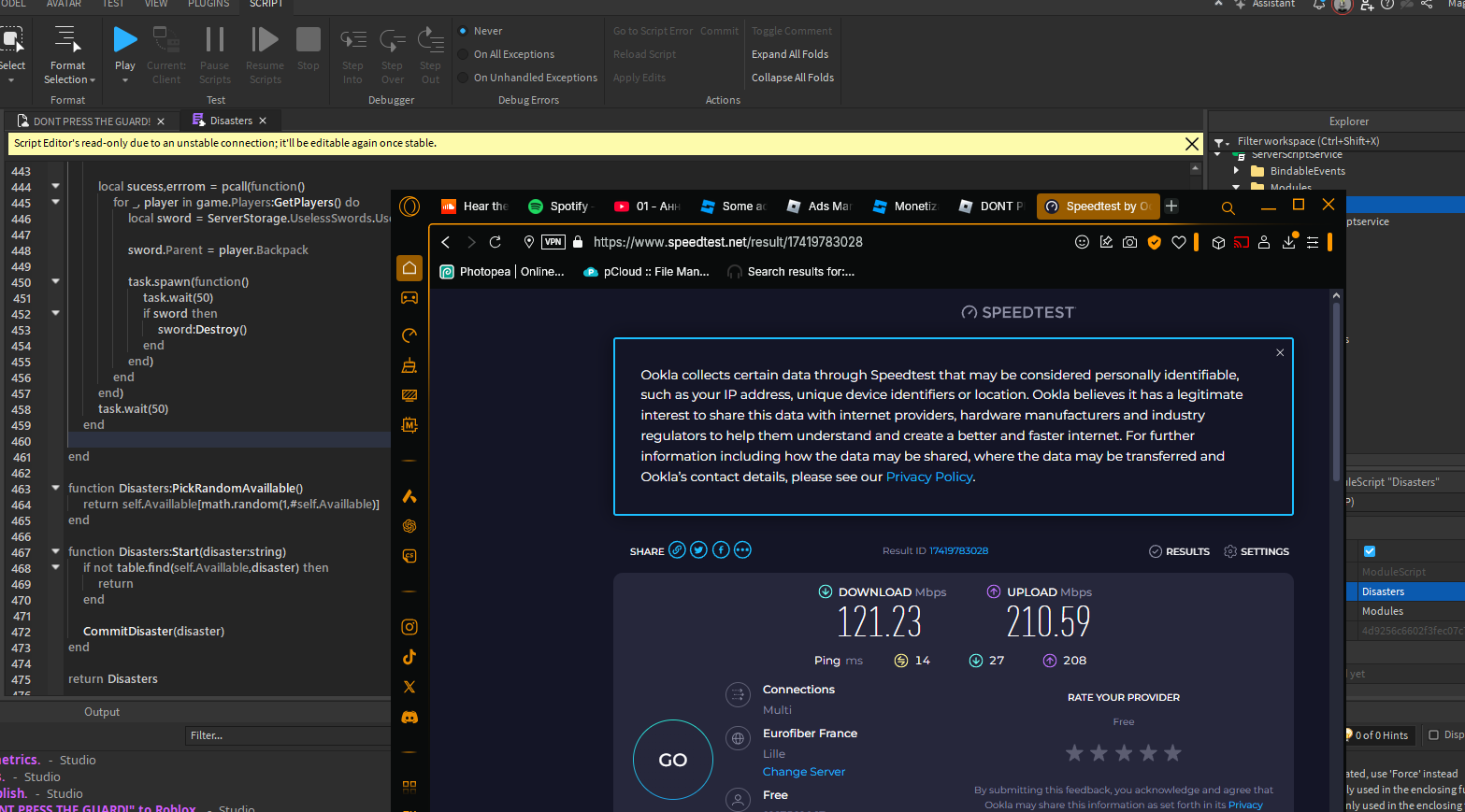 Studio suddently loose connection when opening the script editor - Studio Bugs - Developer Forum ...