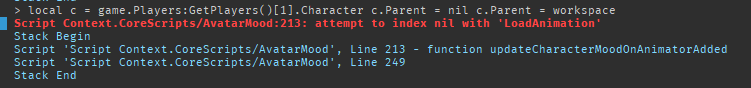 AvatarMood CoreScript throws errors - Engine Bugs - Developer Forum ... AvatarMood CoreScript throws errors - Engine Bugs - Developer Forum ...