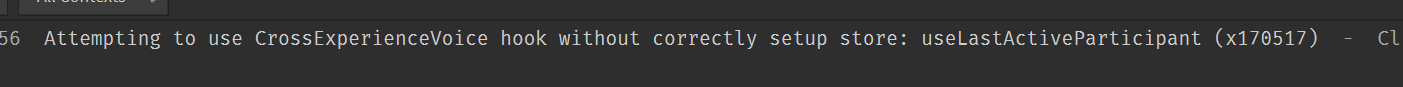 "Attempting to use CrossExperienceVoice hook without correctly setup store ...