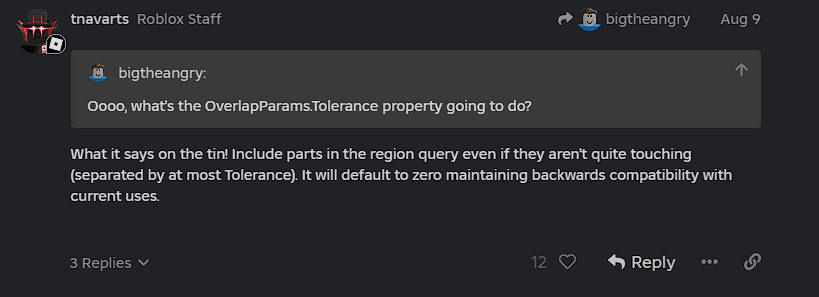 What Is Overlap Params Tolerance Scripting Support Developer Forum Roblox