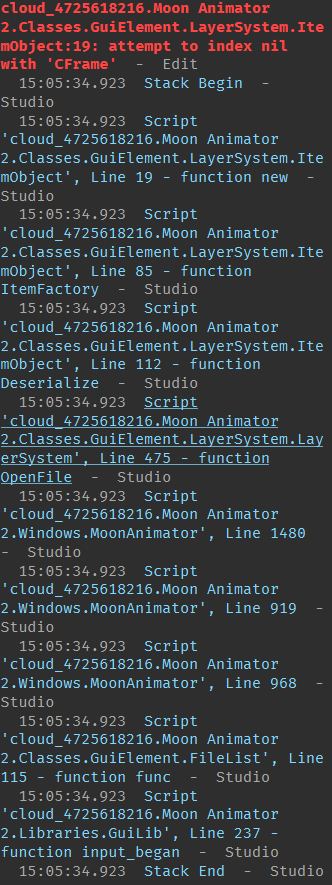 Moon Animator 2 Error When Opening Animation Scripting Support Developer Forum Roblox