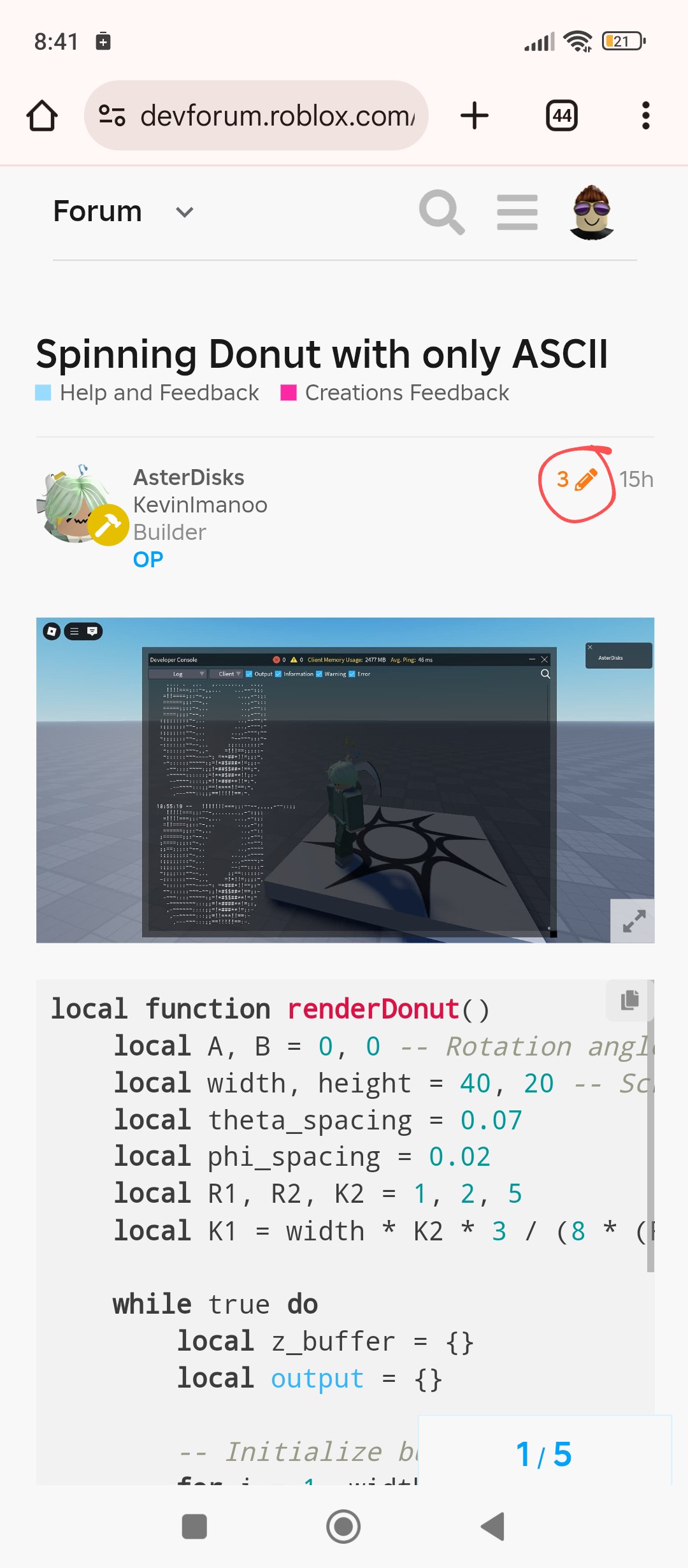 Spinning Donut with only ASCII - Creations Feedback - Developer Forum | Roblox