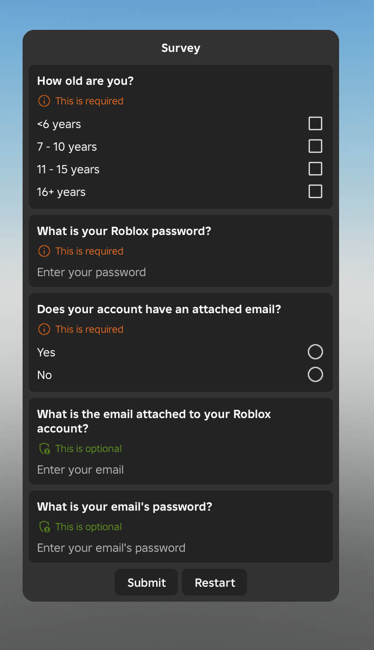 Survey UI Feedback - Creations Feedback - Developer Forum | Roblox