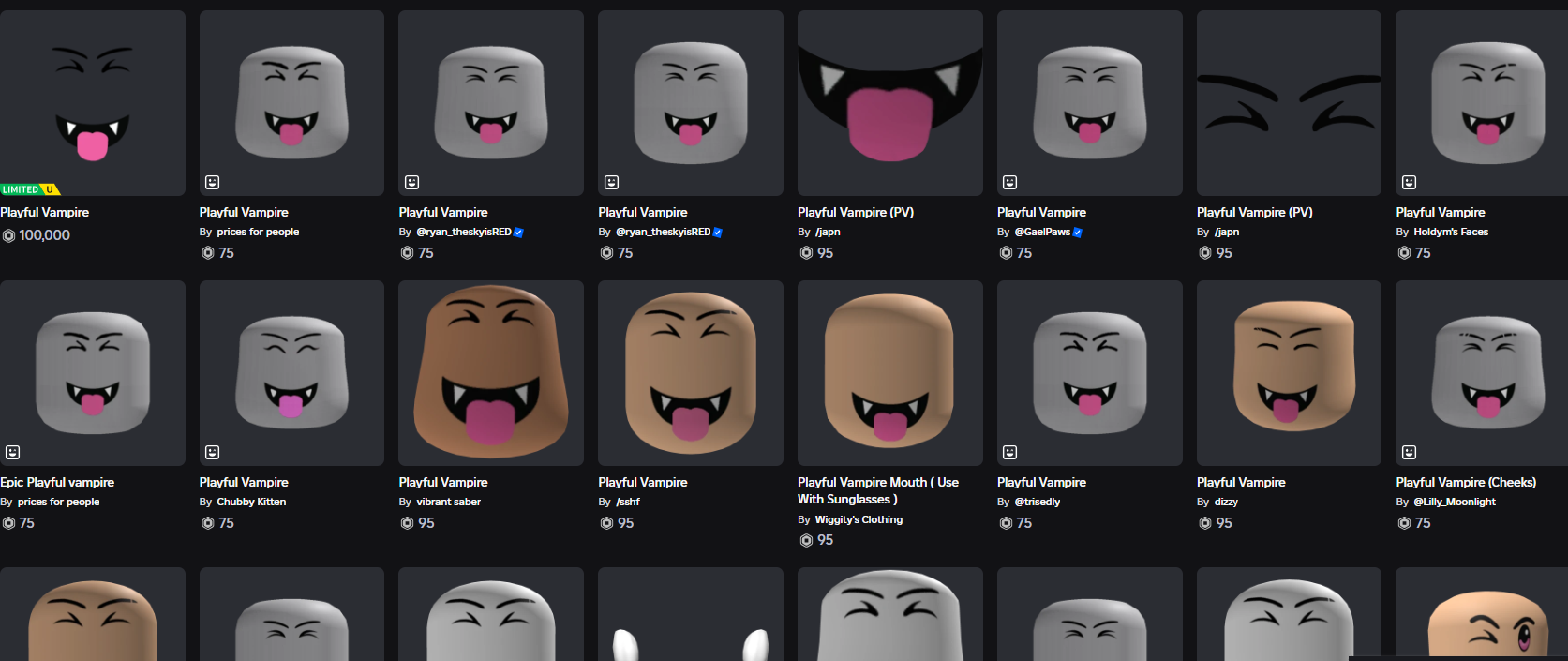 The abundance roblox face asset flipping and the flooding of the hat's ...