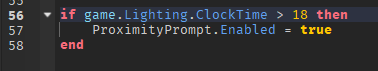 How do I make a function happen when ClockTime is more than 18 - Scripting Support - Developer ...