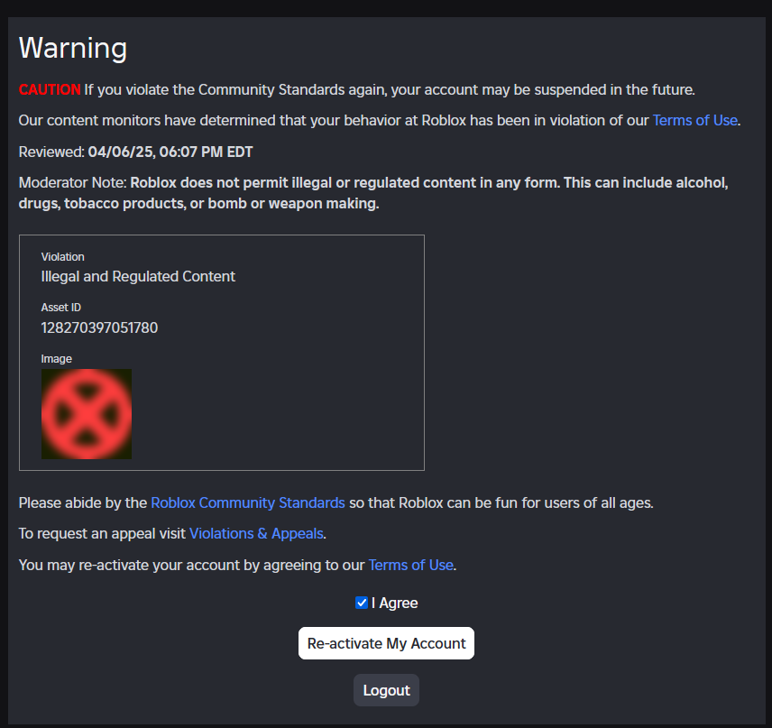 Instant account warning when uploading asset - Platform Usage Support - Developer Forum | Roblox