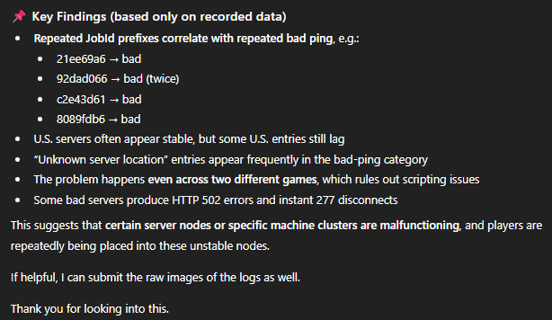 Persistent Bad Roblox Server Nodes Causing Extreme Ping Spikes ...