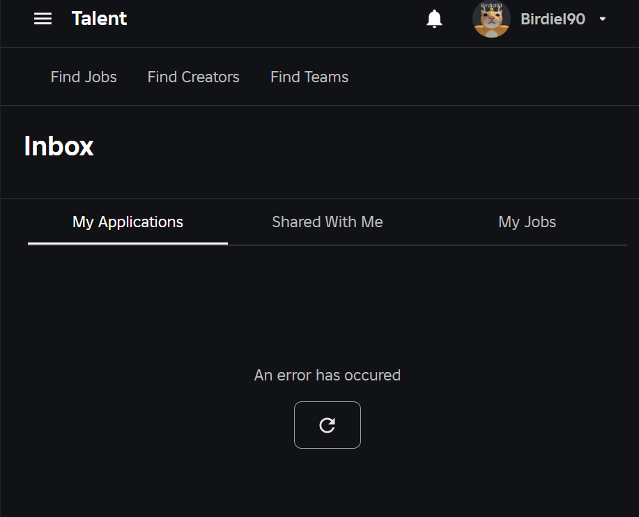/talent/inbox has 2/3 chance of loading correctly - Creator Hub (create ...