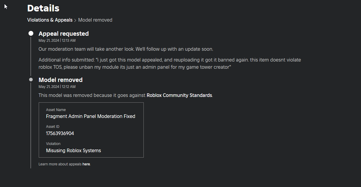 Admin panel system banned for "luring users offsite" - Platform Usage Support - Developer Forum ...