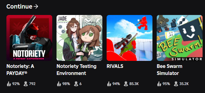 Game not appearing in Continue category sometimes - Roblox Application ...