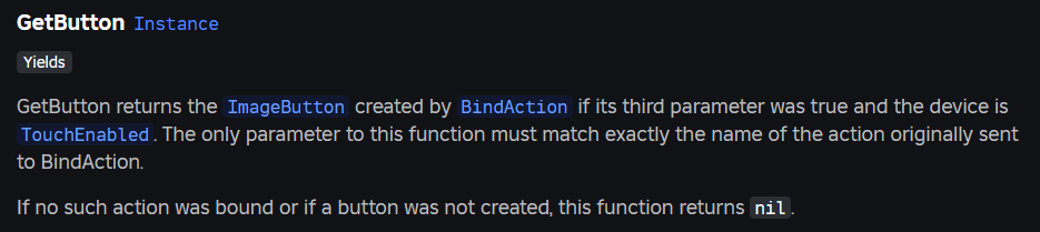 ContextActionService:GetButton() Yields infinitely - Engine Bugs ...