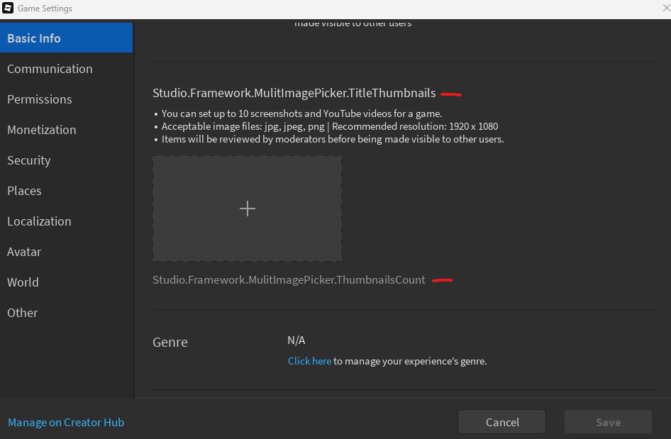 Missing Translations in Basic Info - Studio Bugs - Developer Forum | Roblox