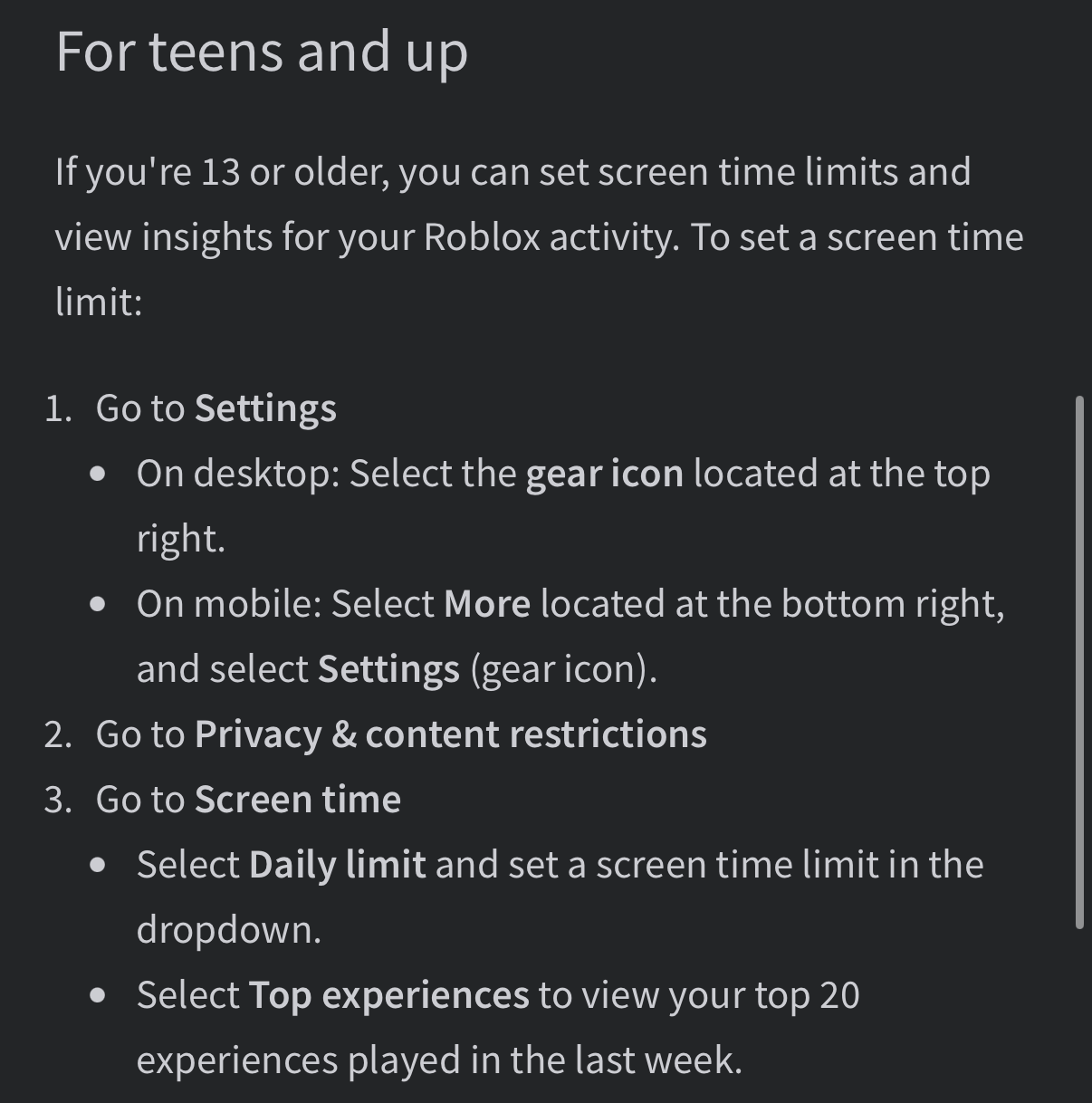 The screen time limit was set without my consent - Roblox Application ...
