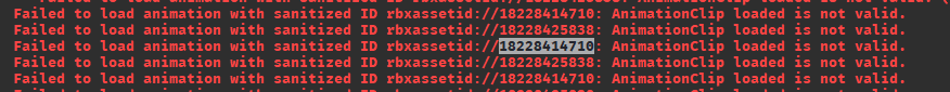 Failed to load animation with sanitized ID - Scripting Support - Developer Forum | Roblox