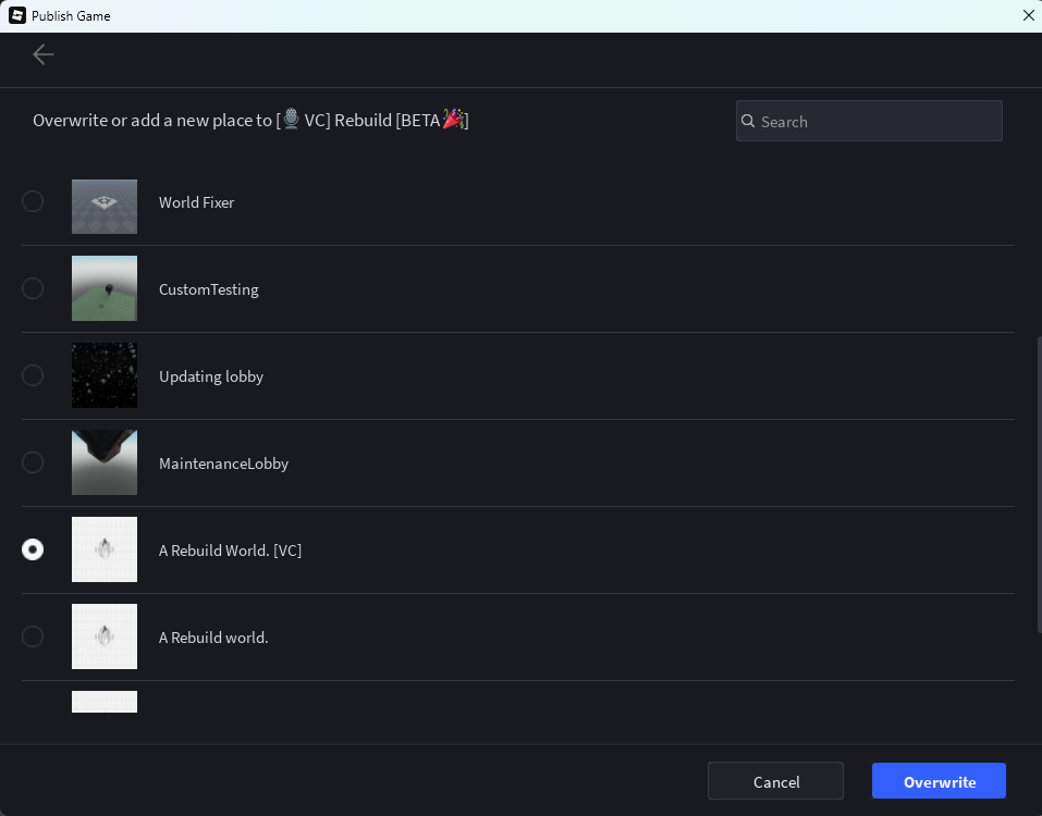 Allow "Publish to Roblox as.." to publish to multiple places at once ...