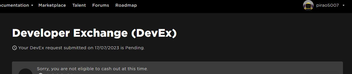 Devex still pending - Platform Usage Support - Developer Forum | Roblox