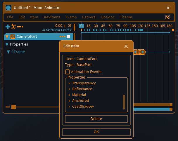 Exporting the Animation of a CameraPart in Moon Animator - Platform Usage Support - Developer ...
