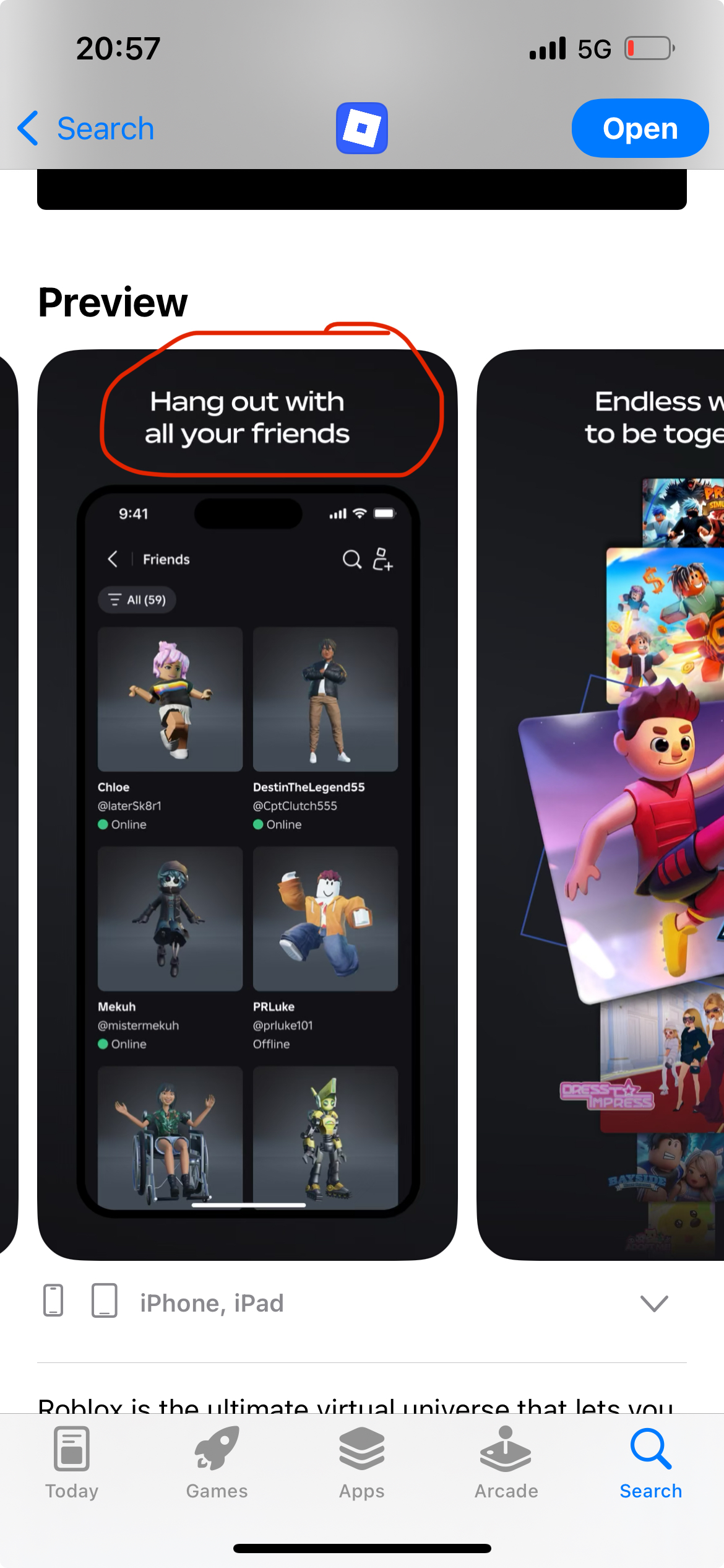 “Friends” are displayed instead of “connections” on banners in Google Play Store and Apple App ...