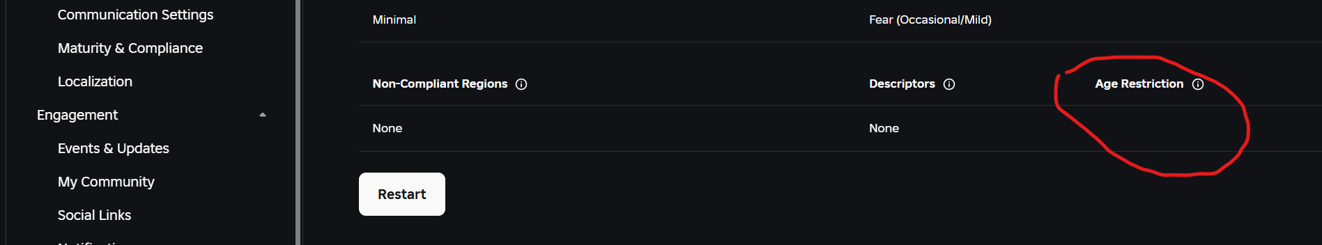 Maturity Label restricting my game to 18+ users - Studio Bugs ...