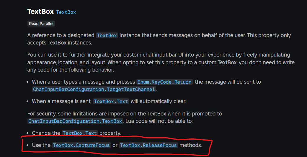 Custom Textbox using ChatInputBarConfiguration does not Focus on Keybind Pressed - Engine Bugs ...