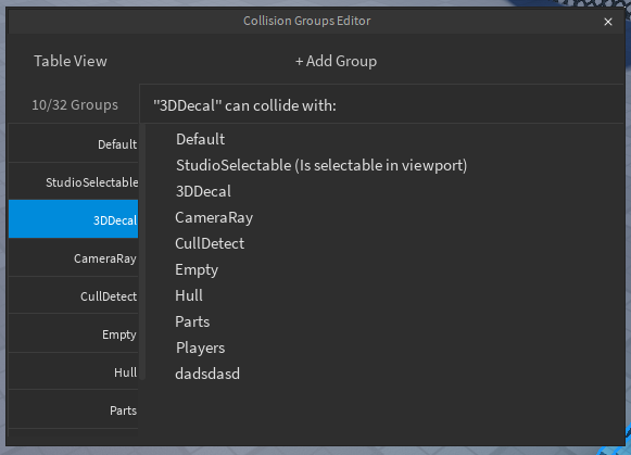 Collision groups editor not working - Studio Bugs - Developer Forum | Roblox