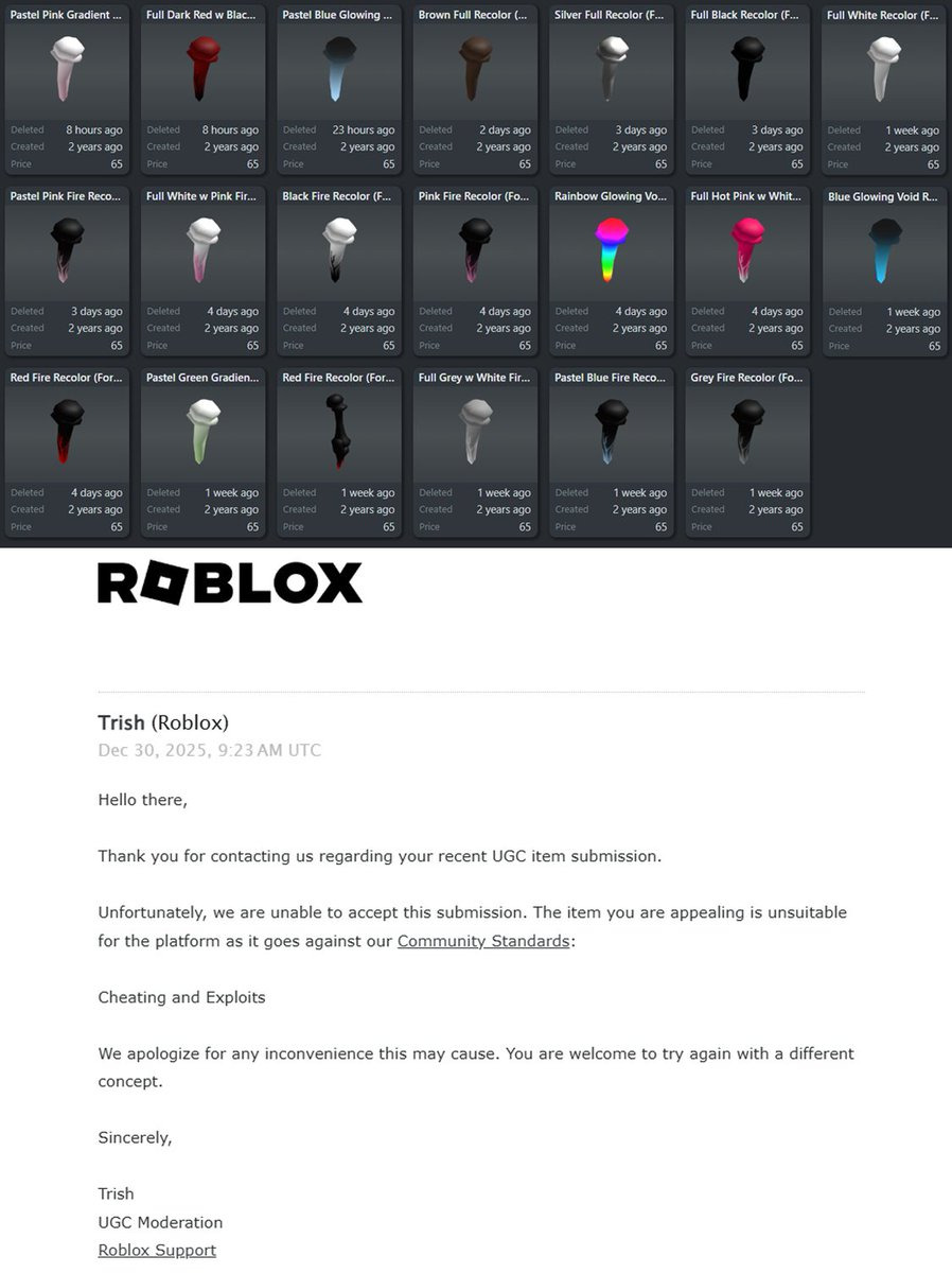 UGC Asset Warning for "Cheat and Exploits" - Catalog Asset Bugs ...