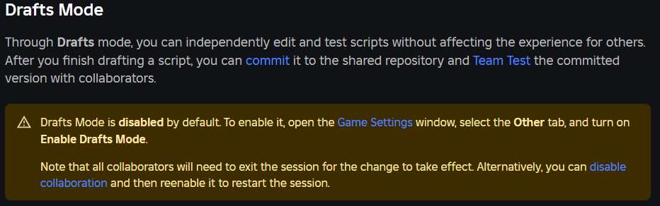 "Enable Drafts Mode" should be DISABLED by default! - Studio Features - Developer Forum | Roblox