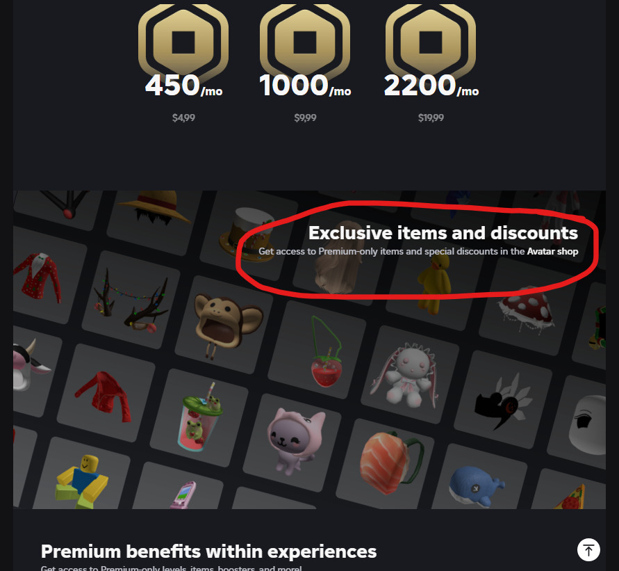 "Roblox Premium" page incorrectly mentions Premium-only Marketplace ...