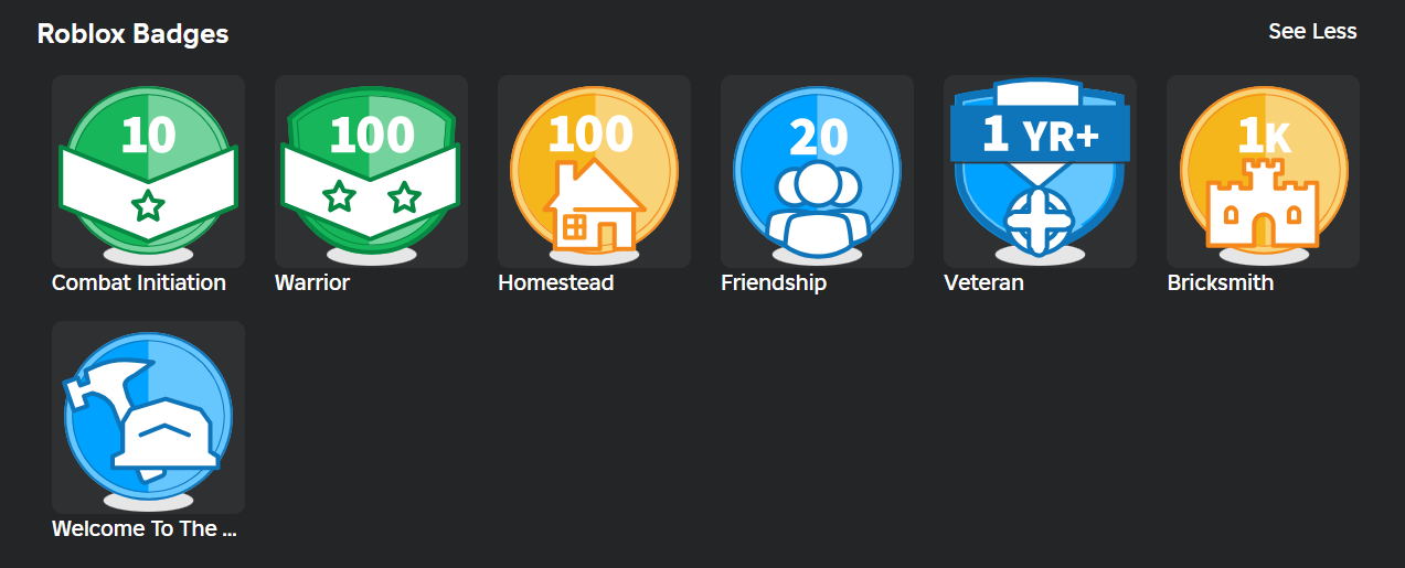 The "see more" button that display more Roblox badges won't show on the ...