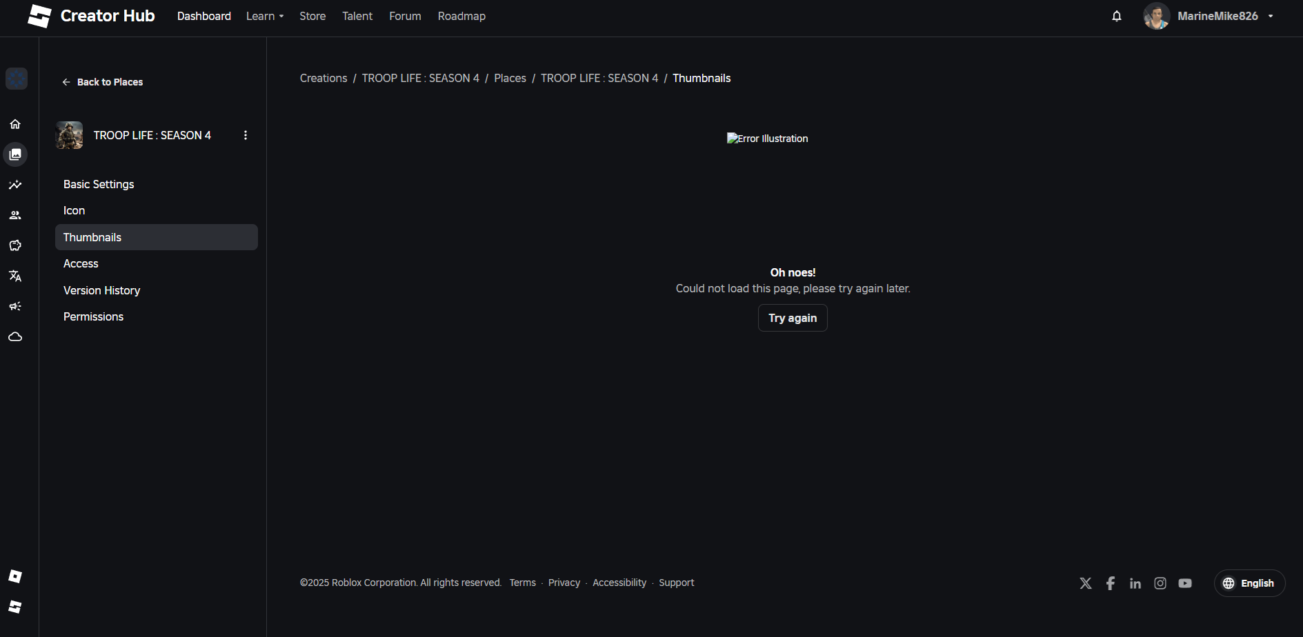 Unable to access Thumbnail page/ thumbnail personalisation - Creator ...