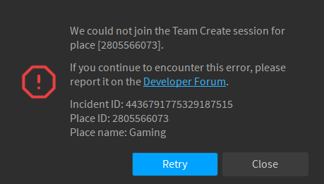 Unable to join/work-in a Team Create Session I was just working on - Studio Bugs - Developer ...