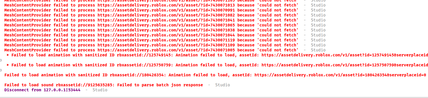 Roblox studio 'could not fetch' assets - Platform Usage Support ...