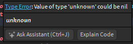 Type checking warning: Value of type 'Unknown' could be nil - Scripting ...