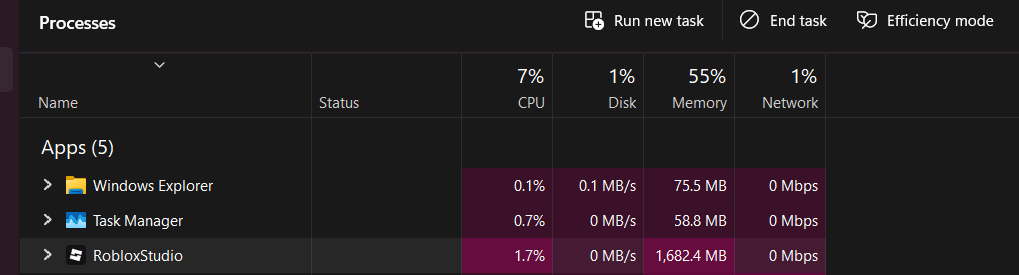 High CPU/Memory usage from Roblox Studio - Studio Bugs - Developer Forum | Roblox