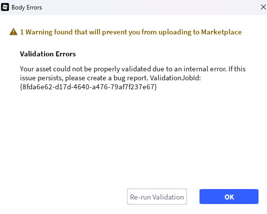 Weird internal error that doesnt let me validate my UGC Bundle and has ...