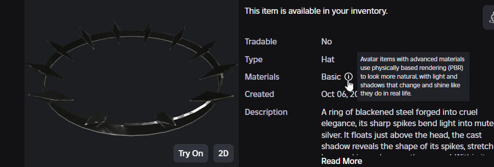 Advanced hat with PBR classified as Basic - Catalog Asset Bugs - Developer Forum | Roblox